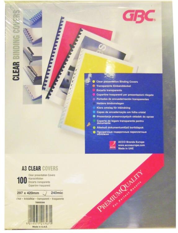 Clear Binding Acetate A3 240mic | Turners Art Supplies