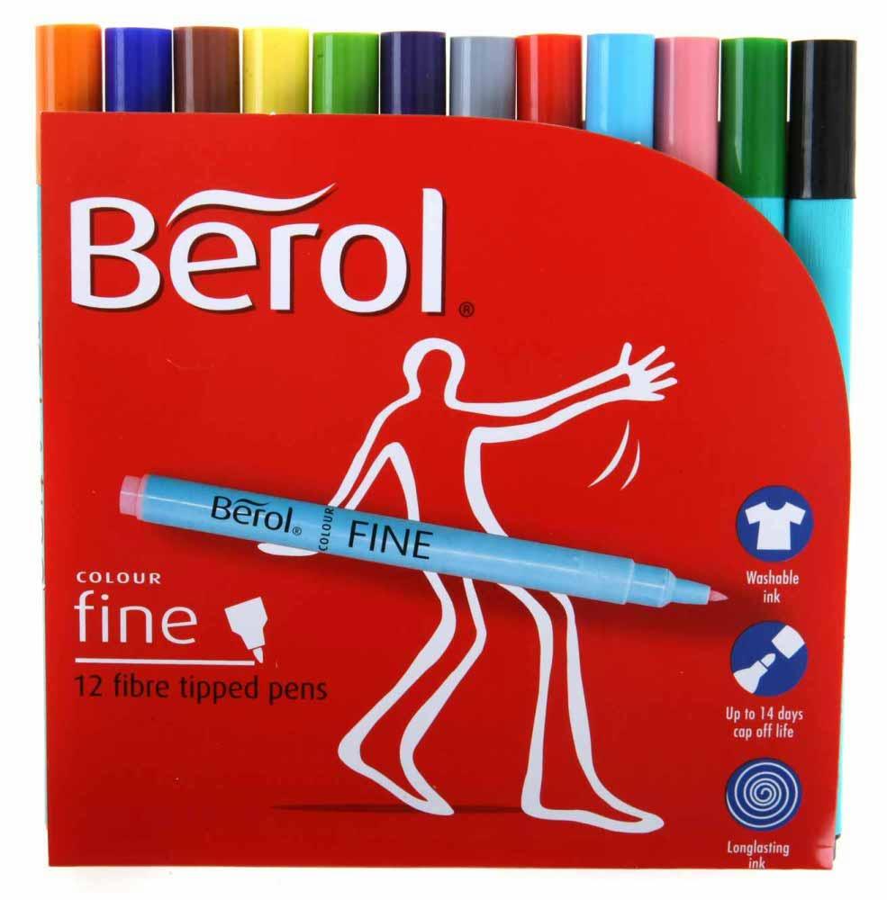Berol Coloured Fibre Tip Pens Fine Pack of 12 | Turners Art Supplies